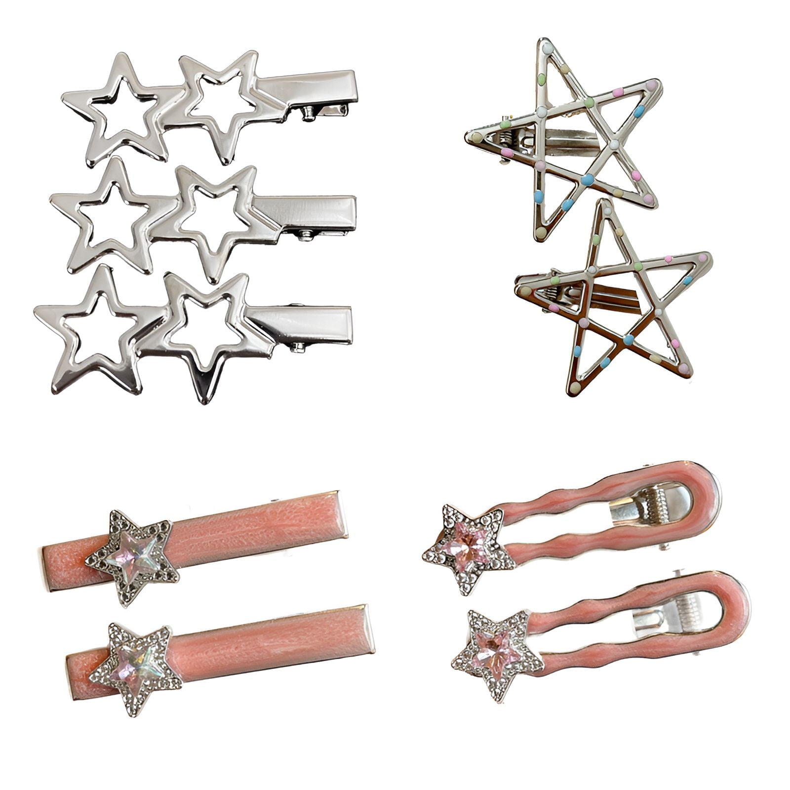 DESIGNICE 4Pcs Stars Hair Clips,Stylish Clip Metal Hair Clips,Secure ...