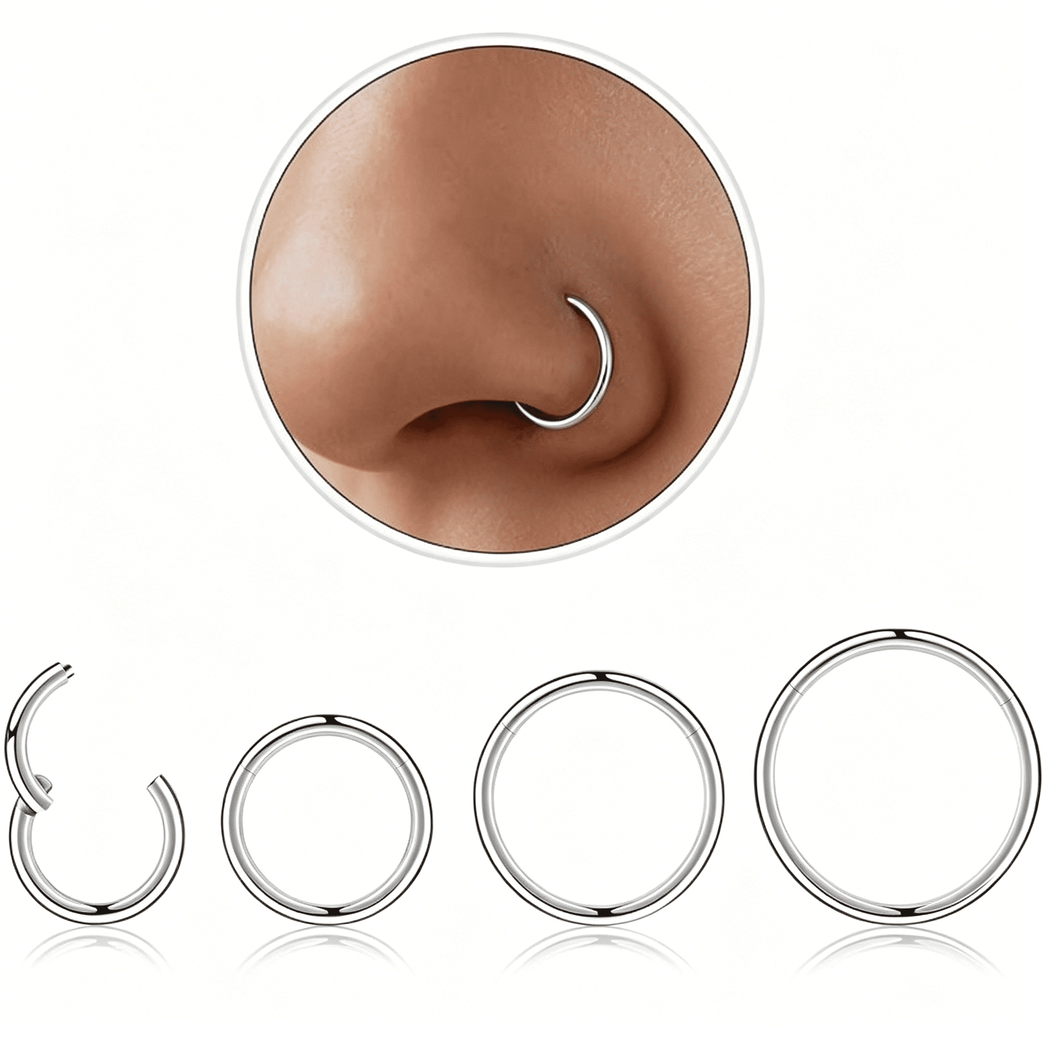 DESIGNICE 4Pcs Titanium Nose Rings Hoops for Women Men,18G Gold/Silver ...