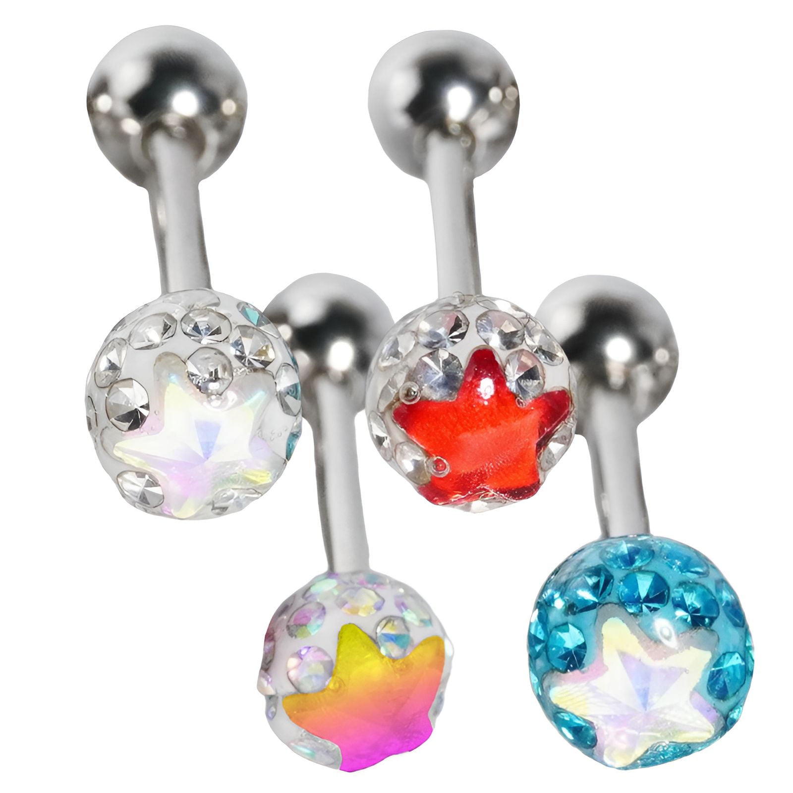 DESIGNICE 4Pcs Tongue Rings,Low-Impact Material Tongue Piercing Jewelry ...