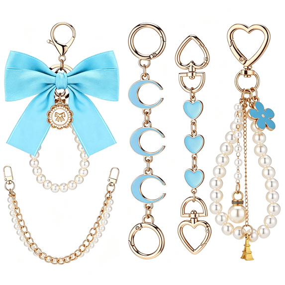 DESIGNICE 5 Pcs Bag Extender Chain Pearl Purse Chain Ribbon Bow ...