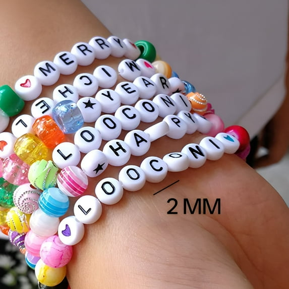 DESIGNICE 500 Pcs Alphabet Beads Letters Number Charms for Jewelry ...