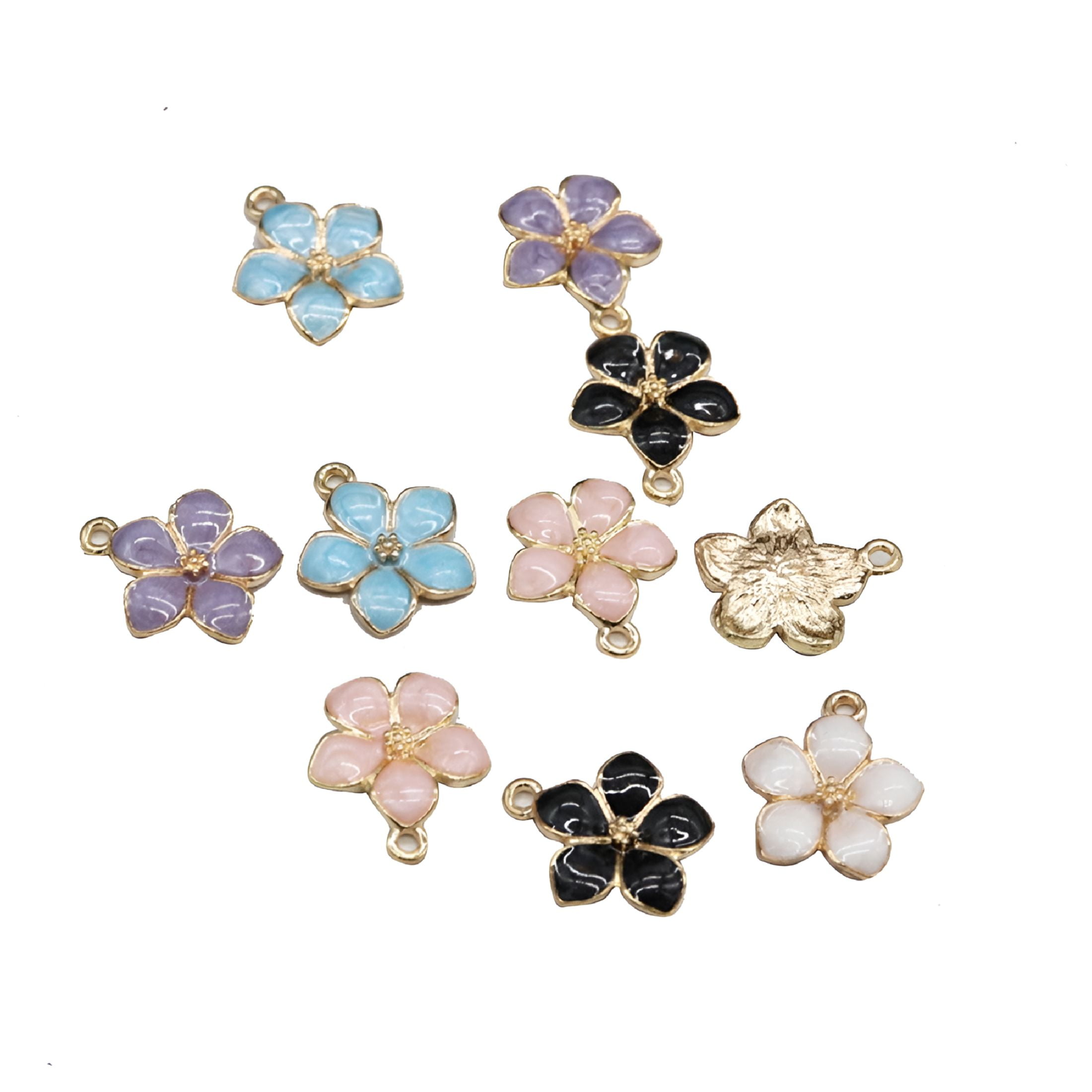 DESIGNICE 50PCS Mixed Color Enamel Flower Charm for Jewelry Making and ...