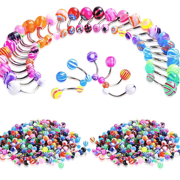 DESIGNICE 50Pcs Belly Button Ring,Zirconia Waist Chain Match Belly ...