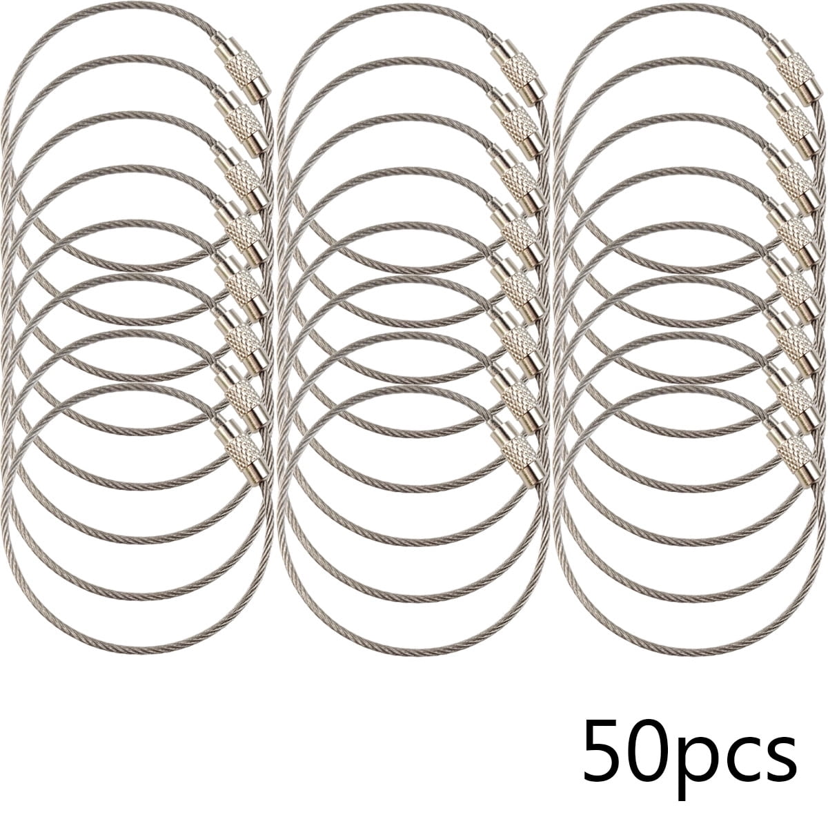 DESIGNICE 50Pcs Stainless Steel Wire Keychains Cable, Key Rings, Heavy ...