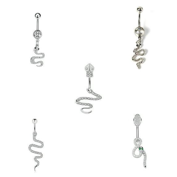 DESIGNICE 5Pcs Belly Button Ring,Chic Snake Pattern Design Belly ...