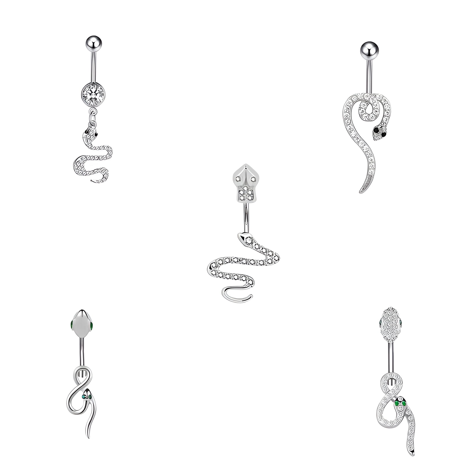 DESIGNICE 5Pcs Belly Button Ring,Exquisite Snake Pattern Decoration ...