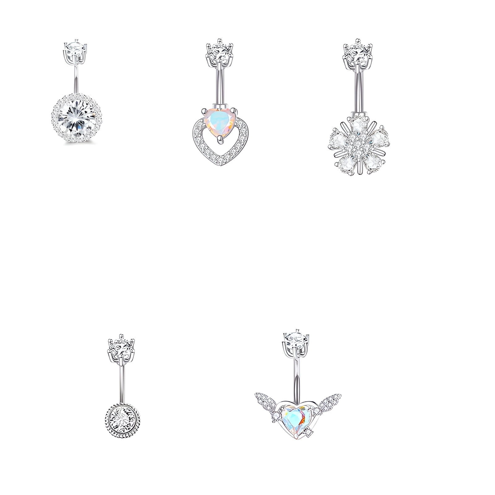 DESIGNICE 5Pcs Belly Button Ring,Unique 6 Prong Shape Belly Rings for ...