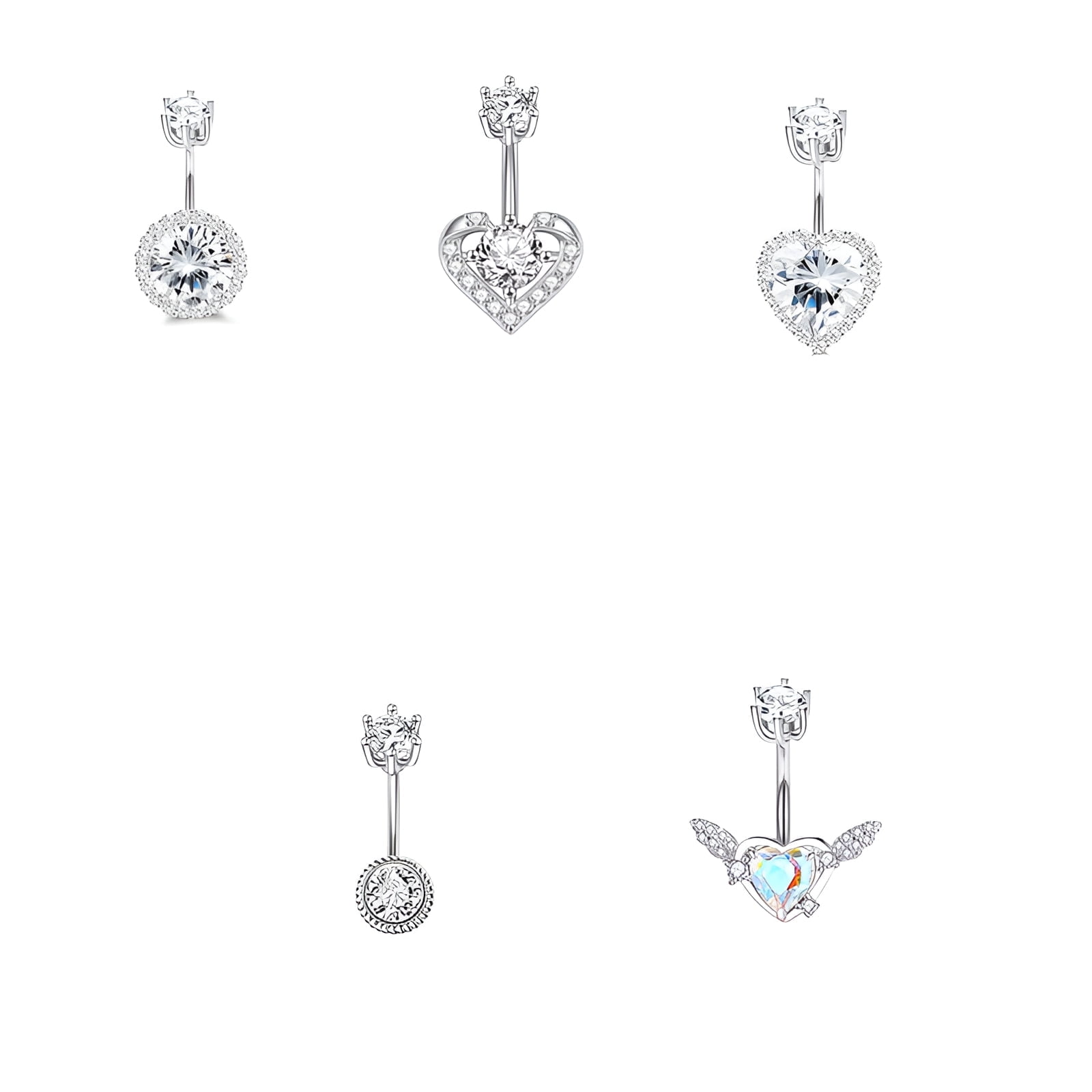 DESIGNICE 5Pcs Belly Button Ring,Zircon Heart Decoration Belly Piercing ...