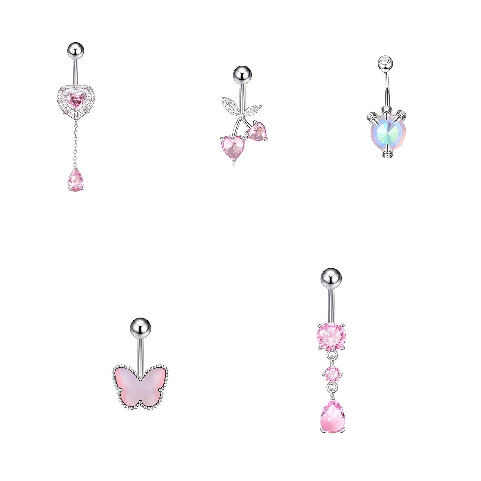 DESIGNICE 5Pcs Belly Button Ring,Zirconia Subtle Glow Belly Button ...