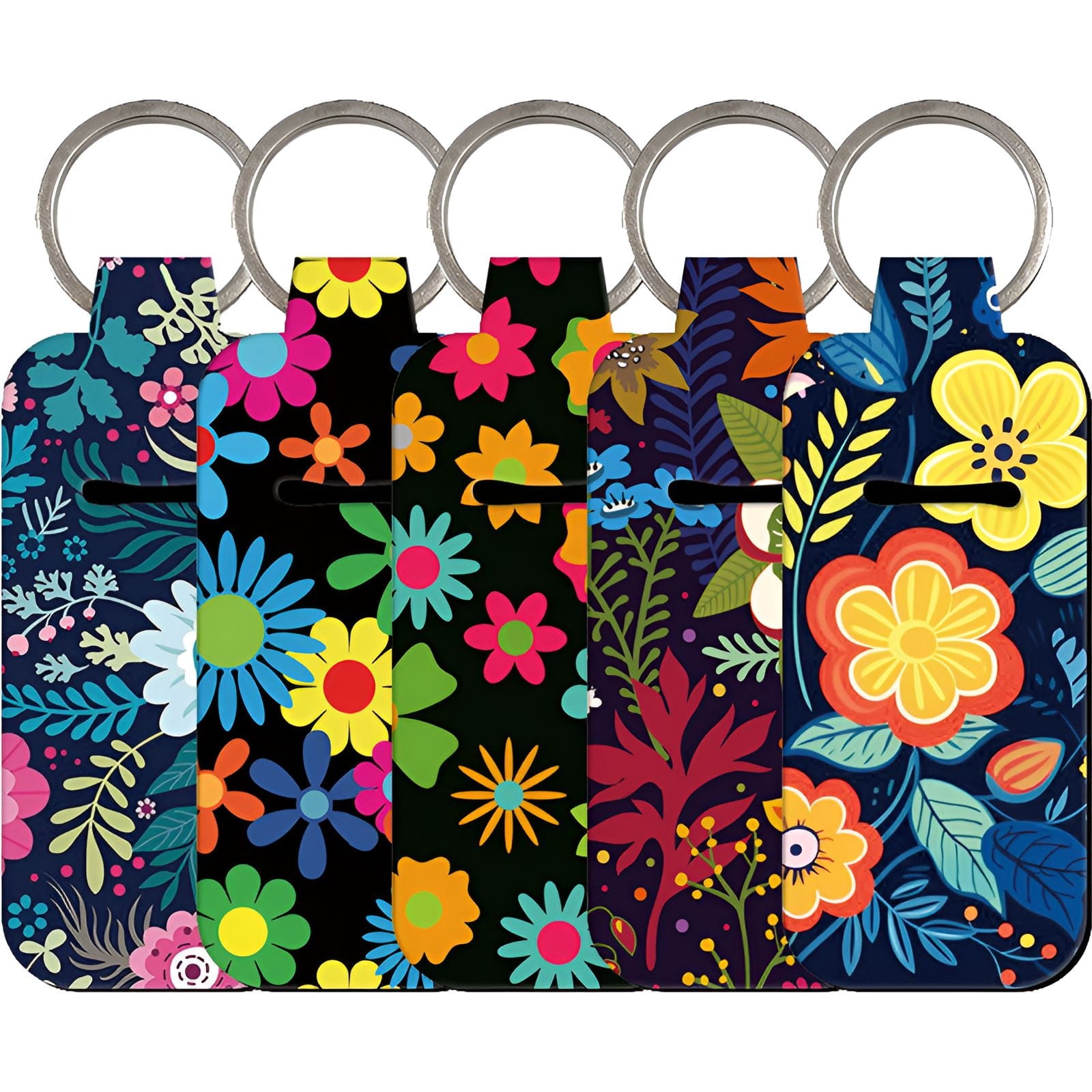 DESIGNICE 5Pcs Chapstick Holder Key Chain,Vibrant Floral Patterns ...