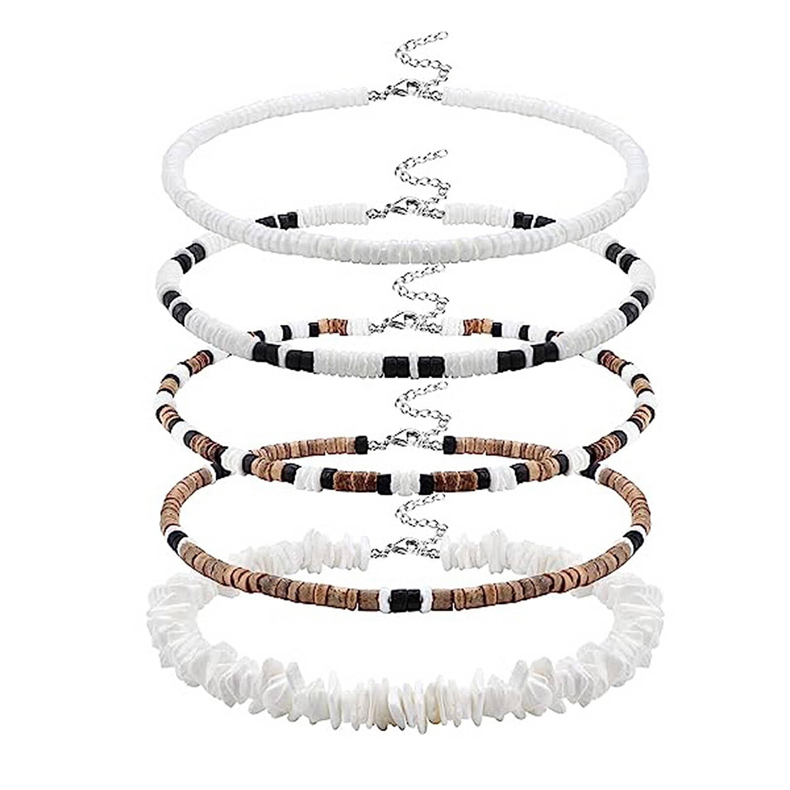 DESIGNICE 5Pcs Shell Necklace,Bohemian Style Seashell Necklace,Multi ...