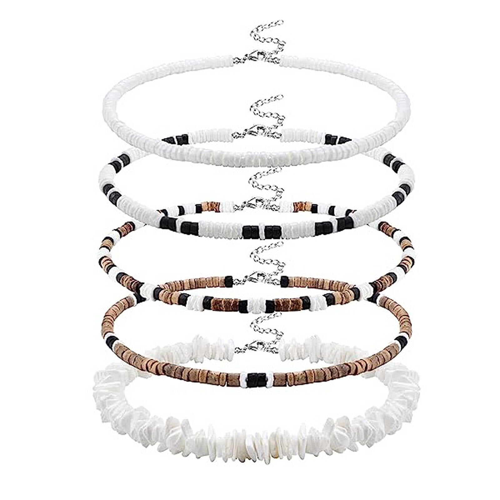 DESIGNICE 5Pcs Shell Necklace,Bohemian Style Seashell Necklace,Multi ...