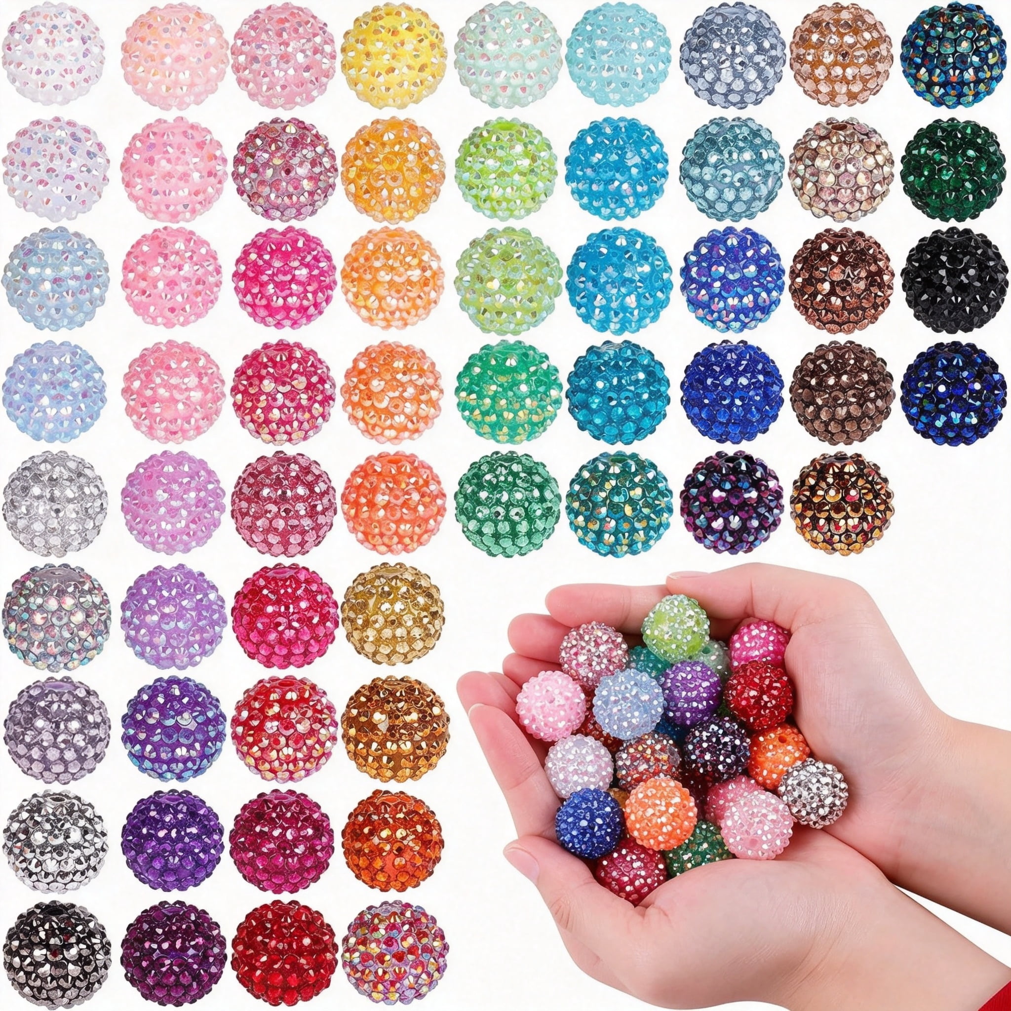 DESIGNICE 60 Pcs 20Mm Rhinestone Beads - Large Focal Bead for Beadable ...