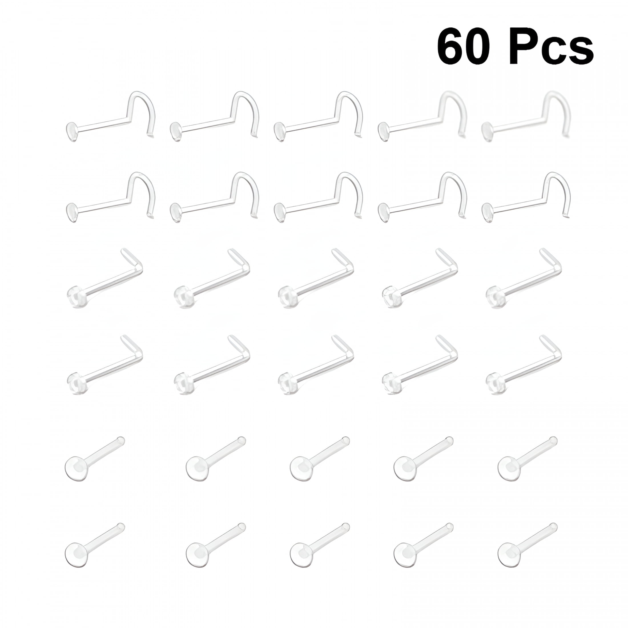 DESIGNICE 60Pcs Medical Invisible Nose Nail Nose Ring Clear Transparent ...