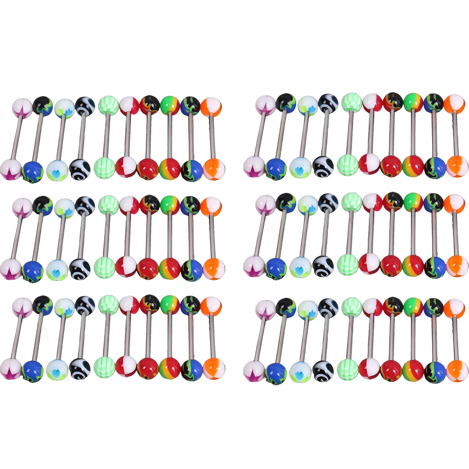 DESIGNICE 60Pcs Tongue Rings,Trendy Steel Glow Tongue Rings for Women ...