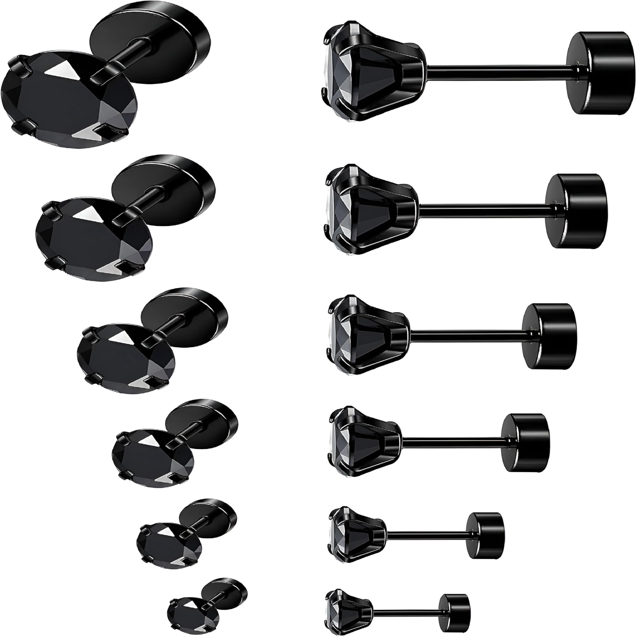 DESIGNICE 6Pairs Hypoallergenic Flat Back Earrings Stainless Steel ...
