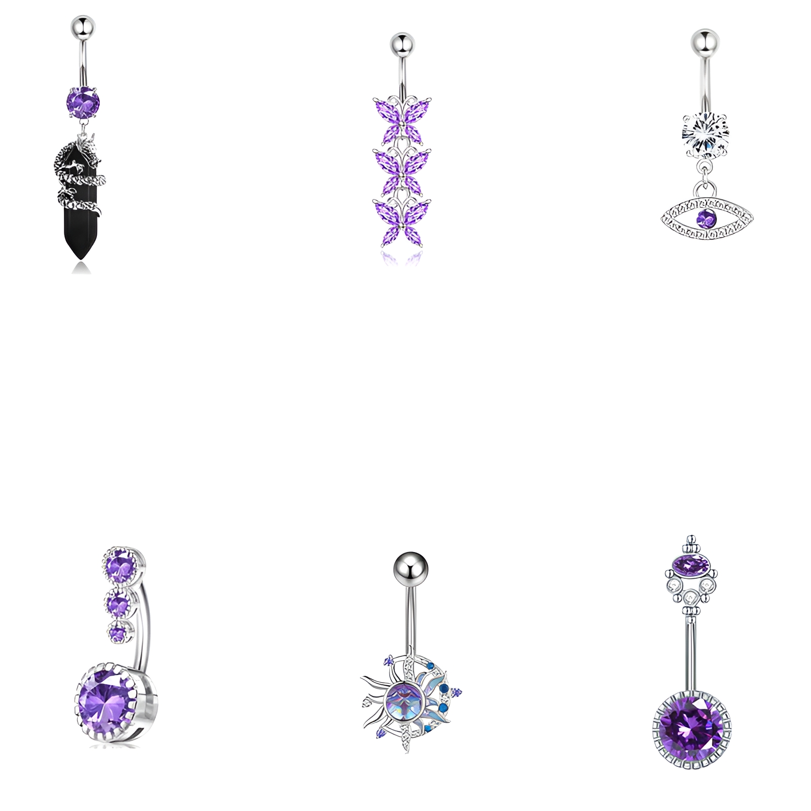 DESIGNICE 6Pcs Belly Button Ring,Elegant Lines Belly Rings for Women ...