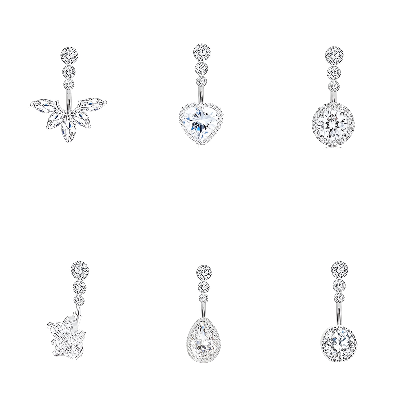 DESIGNICE 6Pcs Belly Button Ring,Exquisite Heart-Shaped Design Belly ...