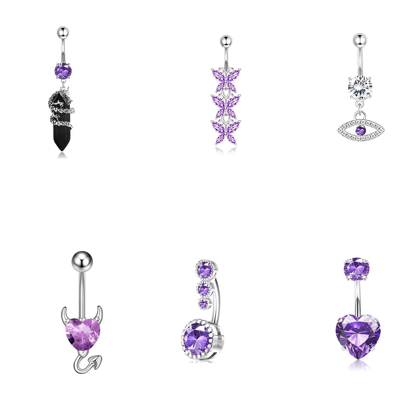 DESIGNICE 6Pcs Belly Button Ring,Light Luxury Style Belly Button Rings ...