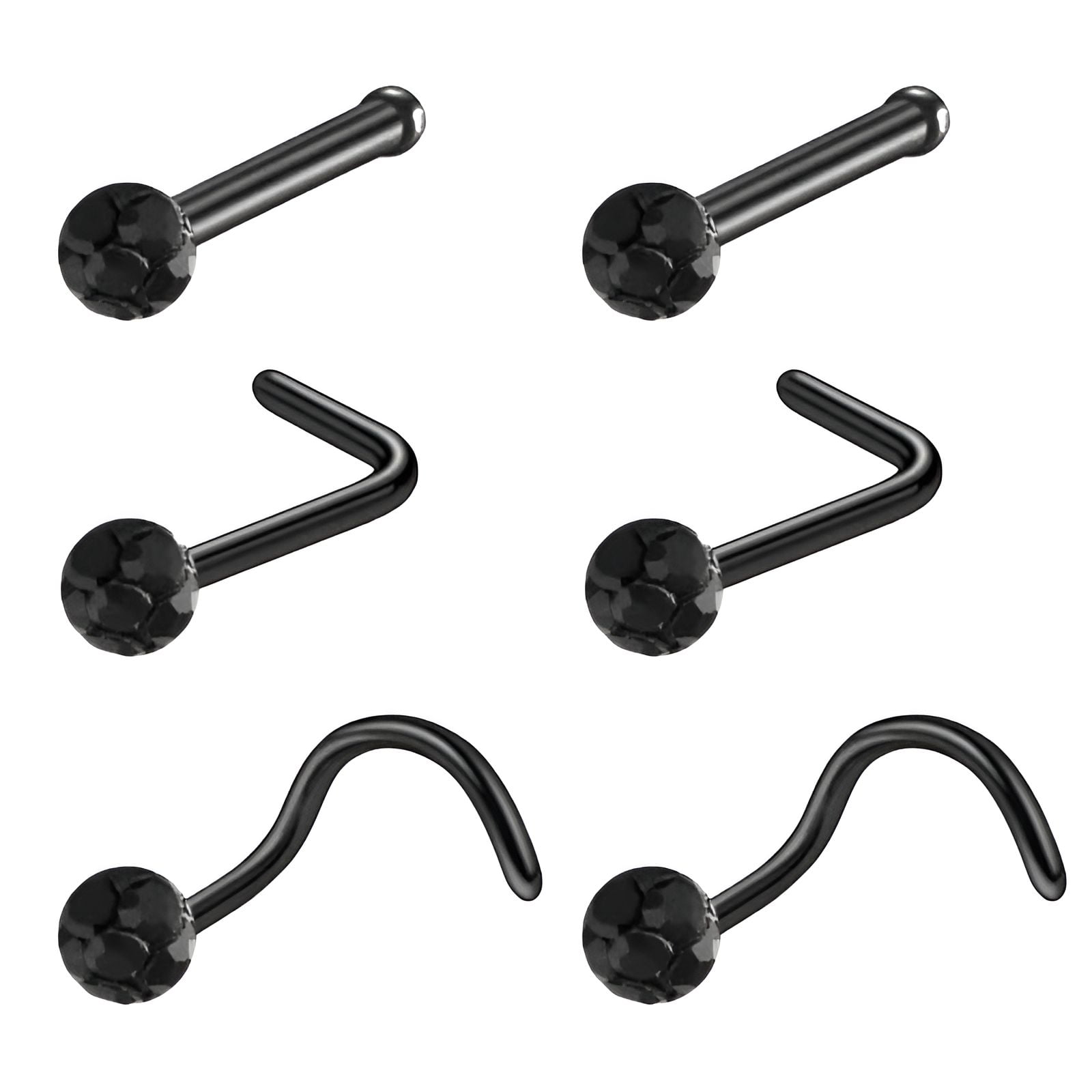 DESIGNICE 6Pcs Nose Rings,Unique Nose Bar Nose Rings for Women ...