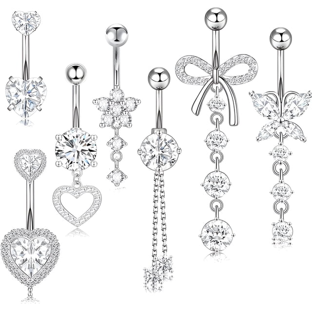 DESIGNICE 7Pcs Belly Button Ring,Modern Zircon Design Belly Rings,Eye ...