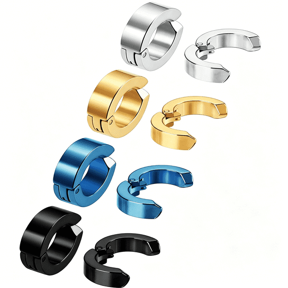 DESIGNICE 8 Pieces Clip on Earrings for Men Magnetic Hoop Earrings Non ...