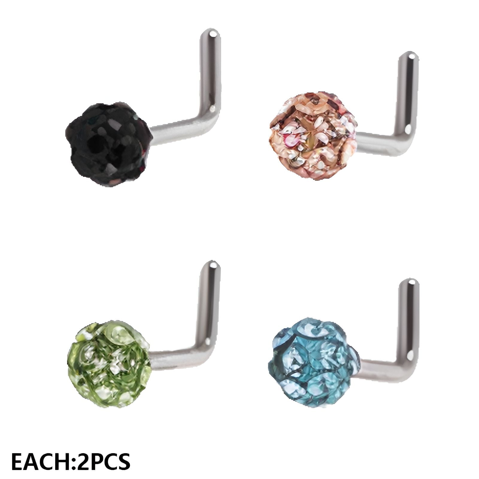 DESIGNICE 8Pcs Nose Studs,10G Cz L Shaped Nose Rings,Stainless Steel ...