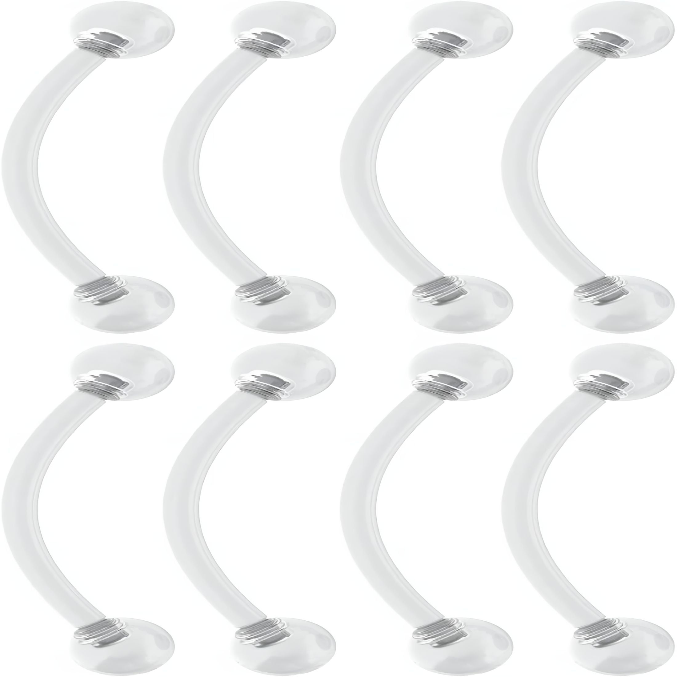 DESIGNICE 8pc 16g Clear Curved Barbell Retainer Vertical Labret Lip ...