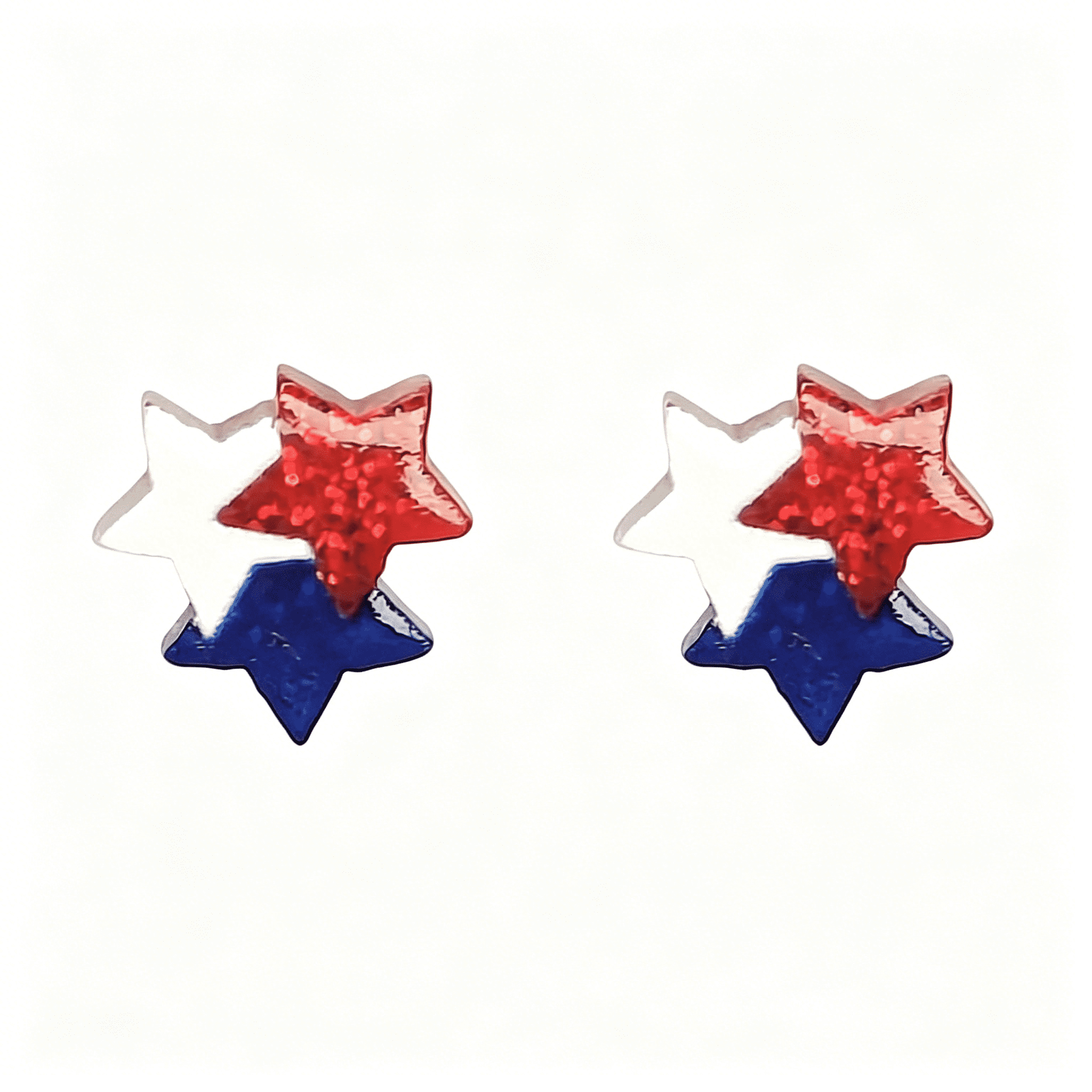 DESIGNICE American Stars Stud Earrings – Glittery Red,White&Blue Star ...