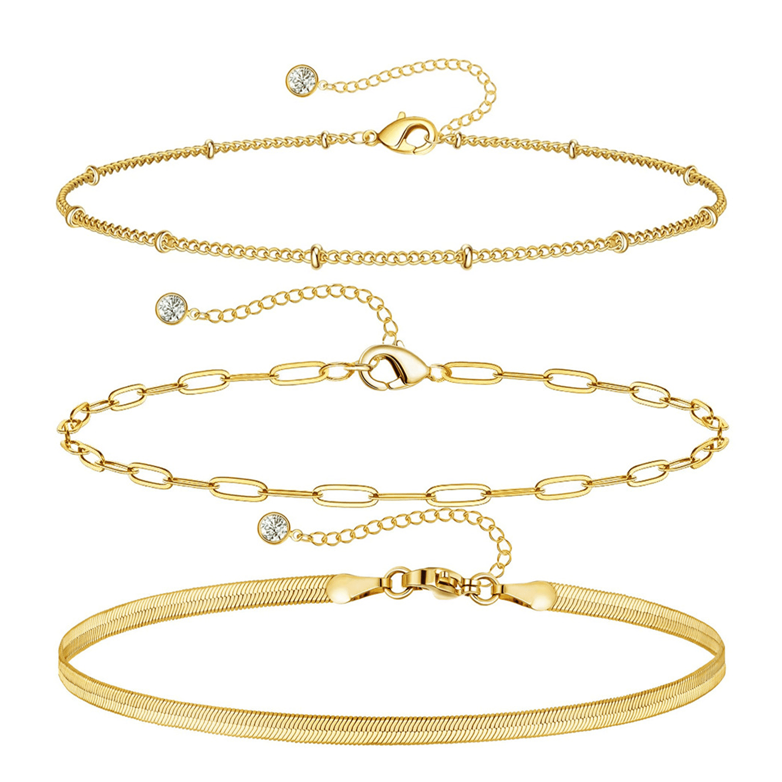 DESIGNICE Ankle Bracelets for Women 14K Gold Anklet Set Gold Anklets ...