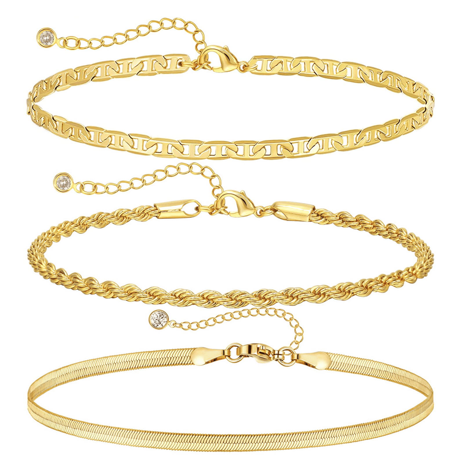 DESIGNICE Ankle Bracelets for Women 14K Gold Anklet Set Gold Anklets ...