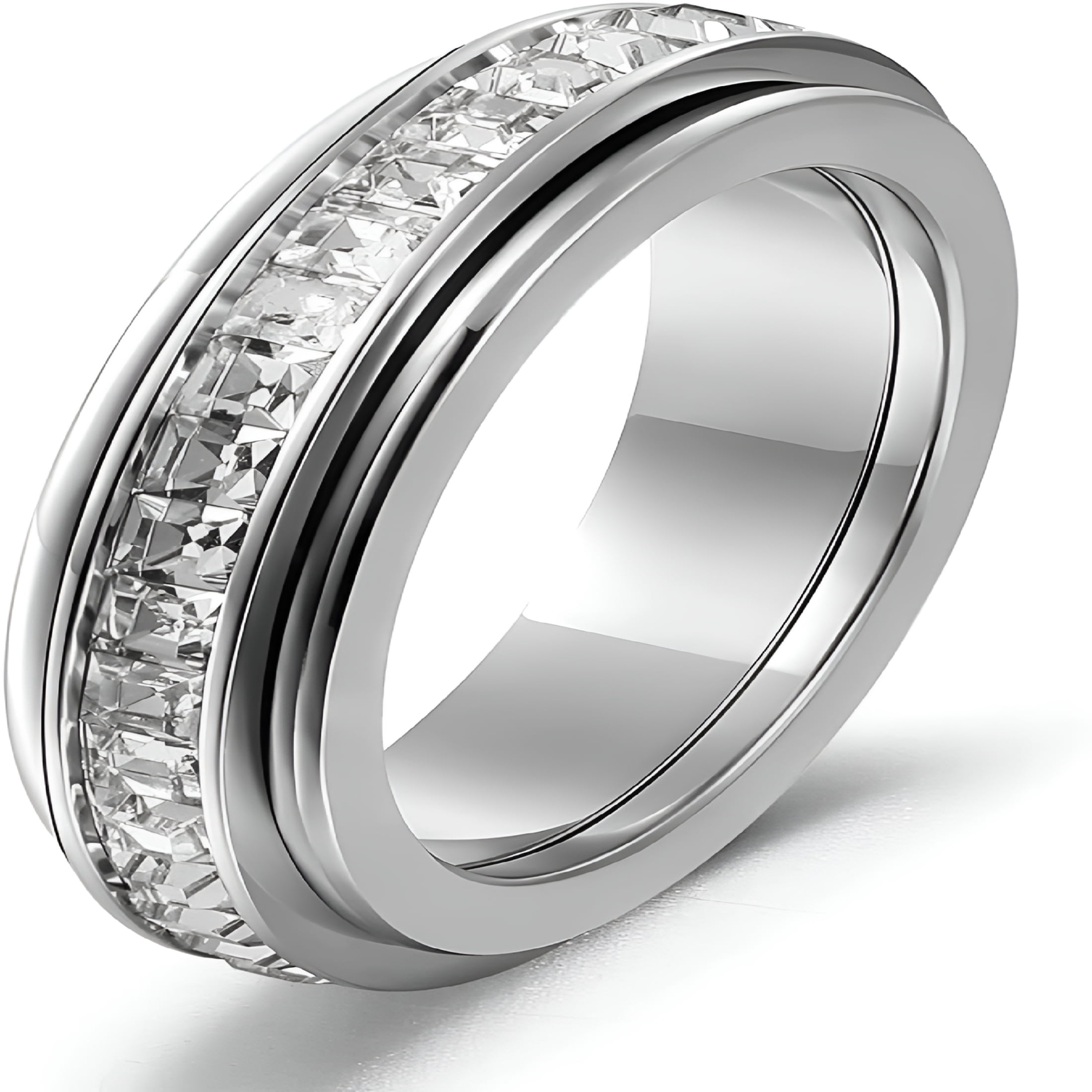 DESIGNICE Anxiety Rings for Women Titanium Steel Spinner Fidget Band ...