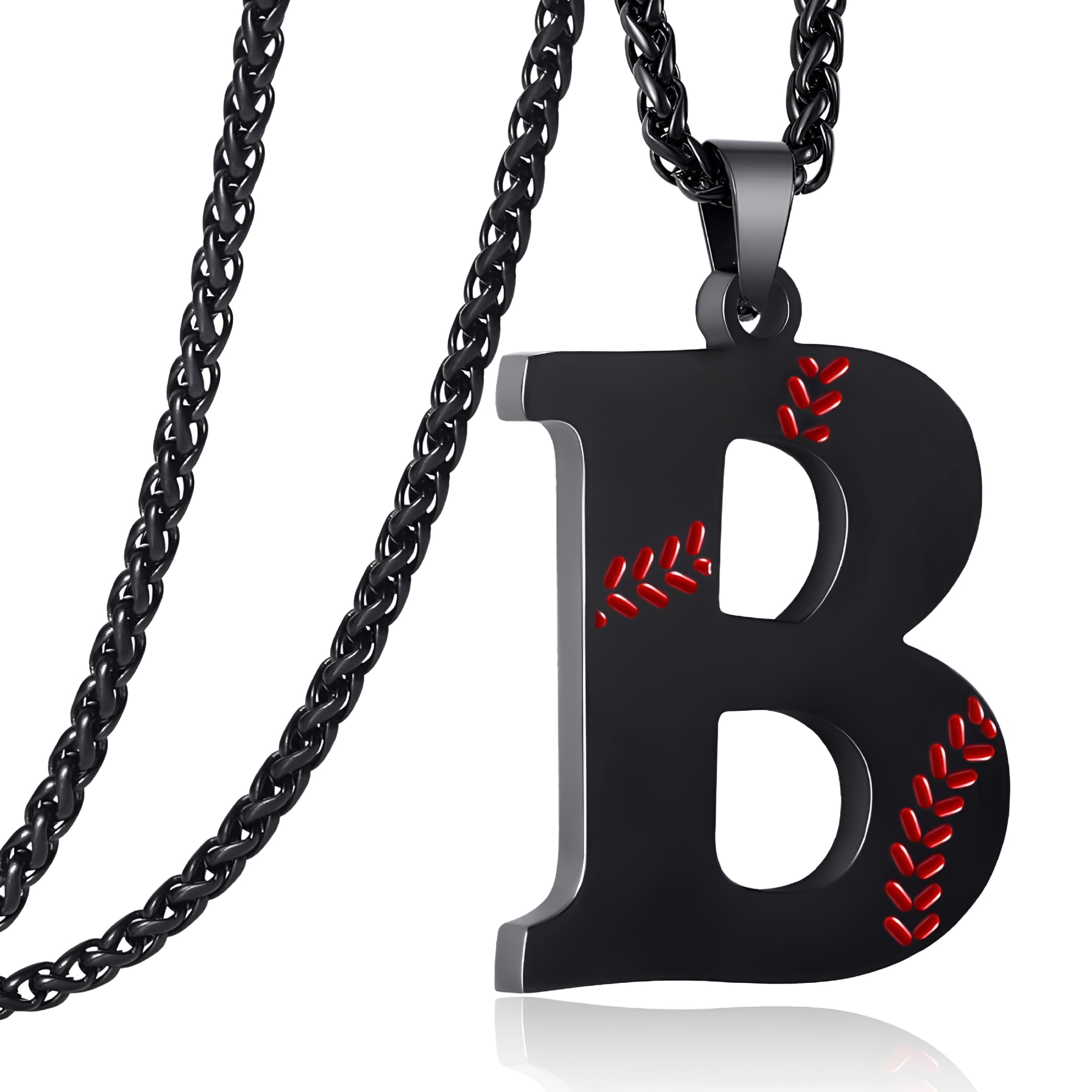 DESIGNICE Baseball Initial Necklace for Men Stainless Steel Baseball ...