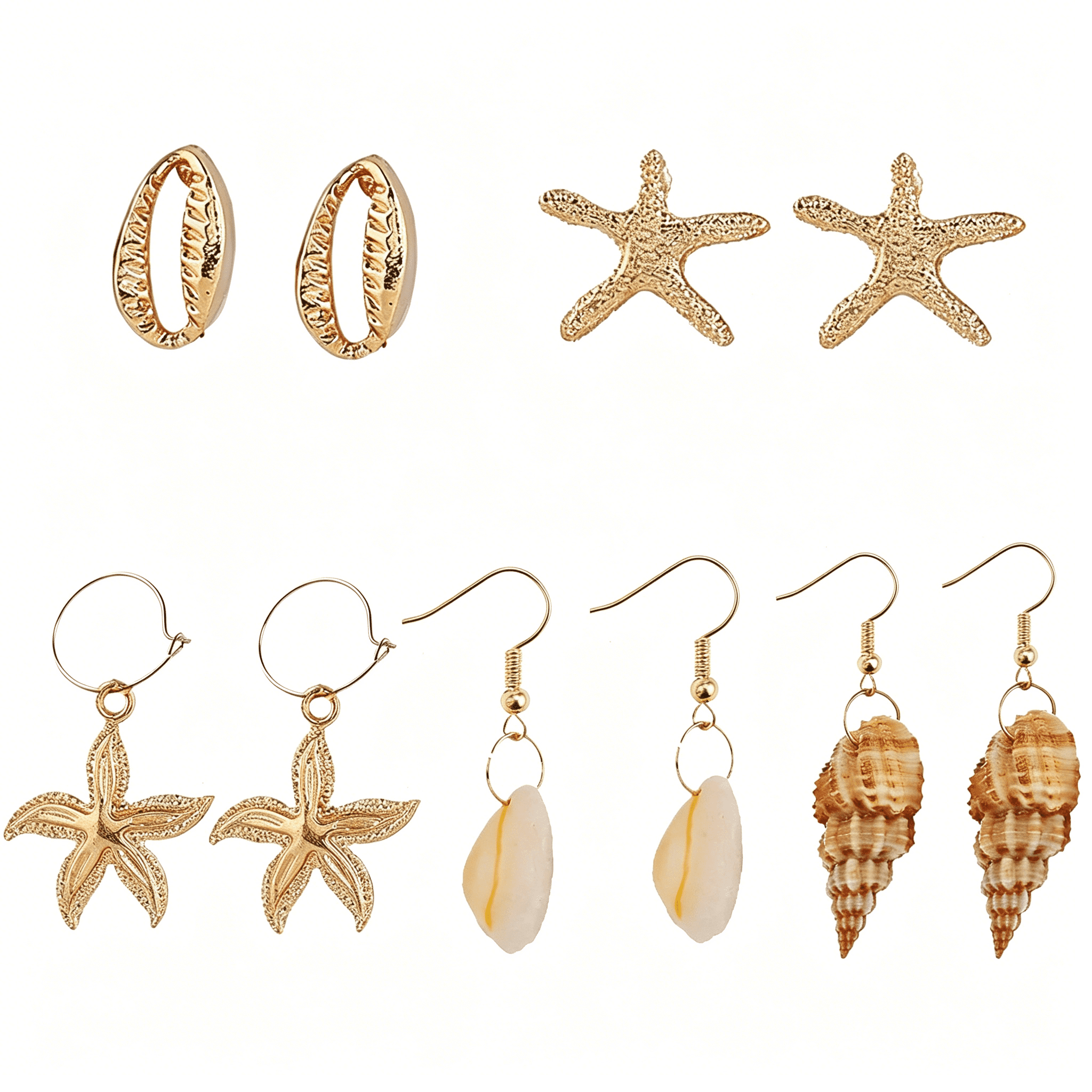 DESIGNICE Beach Summer Sea Shell Earrings for Women,4Pair Tropical ...