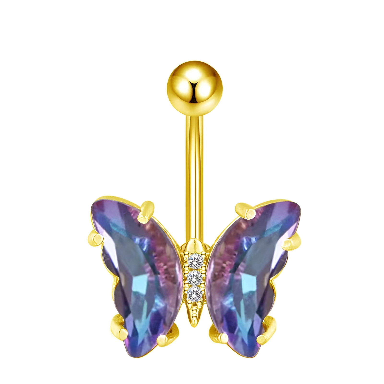 DESIGNICE Belly Button Ring,Copper Belly Button Ring Dangle,4g Navel ...