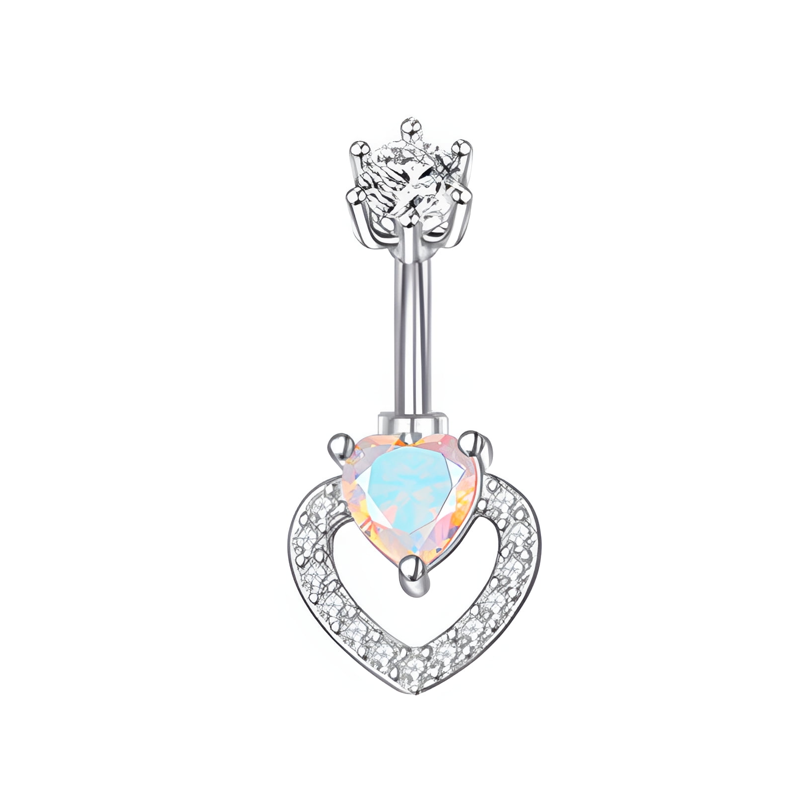 DESIGNICE Belly Button Ring,Exquisite 6 Prong Design Belly Piercing ...