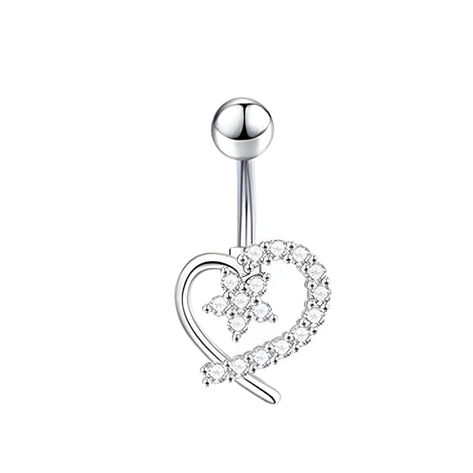 DESIGNICE Belly Button Ring,Exquisite Heart Decoration Belly Piercing ...