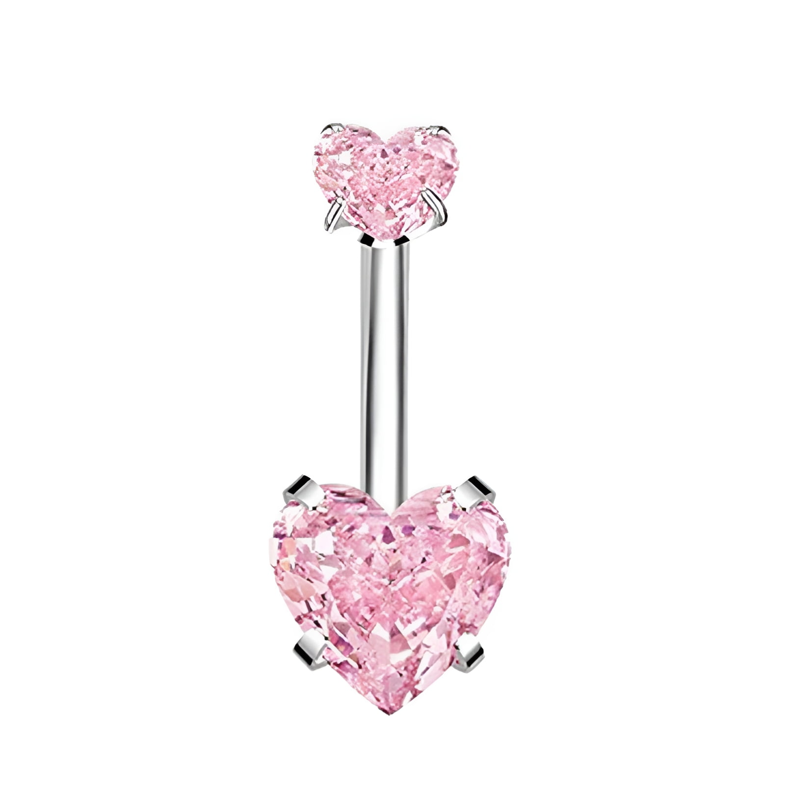 DESIGNICE Belly Button Ring,Heart-Shaped Sparkle Belly Ring,Soft Pink ...