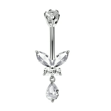 DESIGNICE Belly Button Ring,Stainless Steel Piercing Jewelry,2g Belly ...