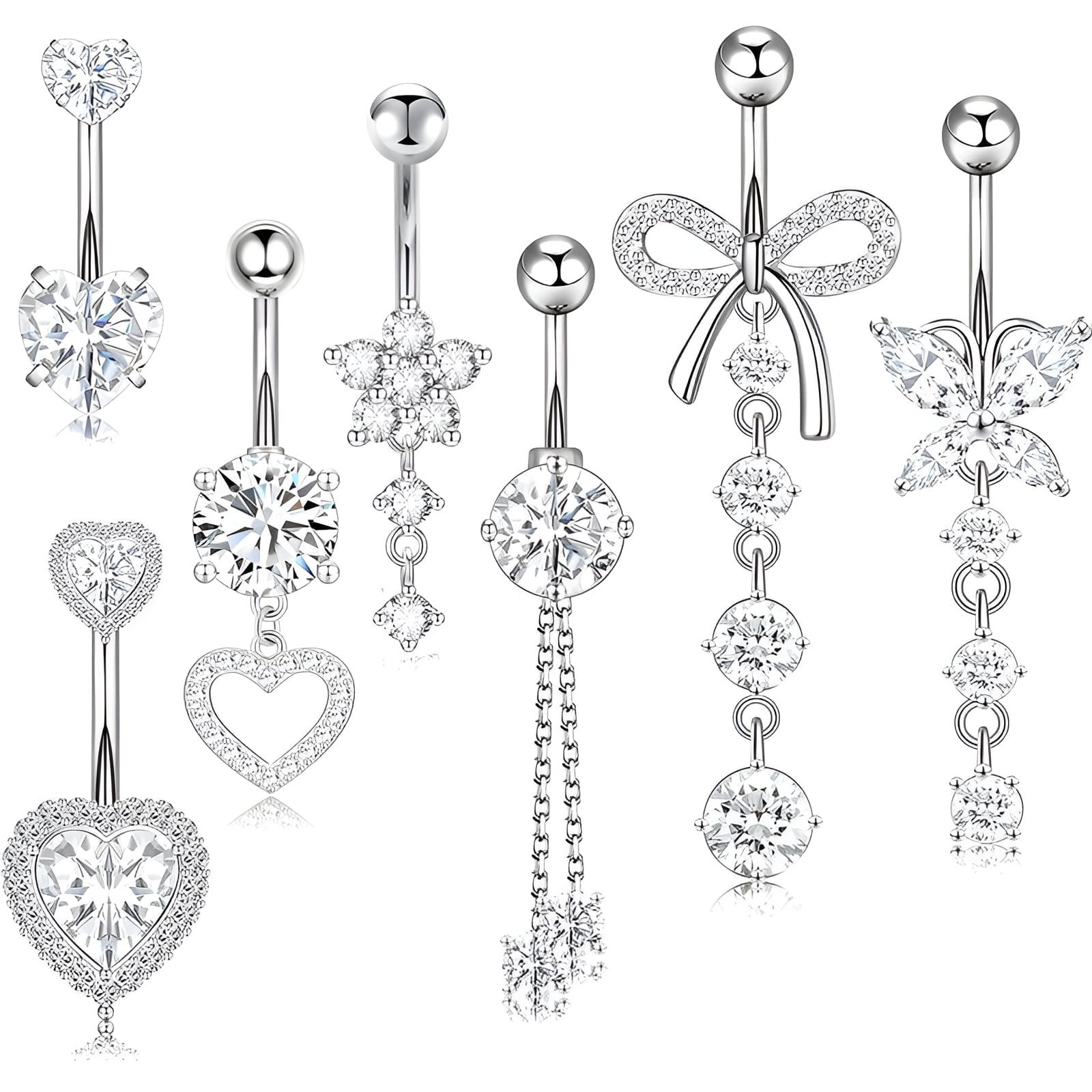 DESIGNICE Belly Button Ring,Stainless Steel Belly Rings for Women,5g ...