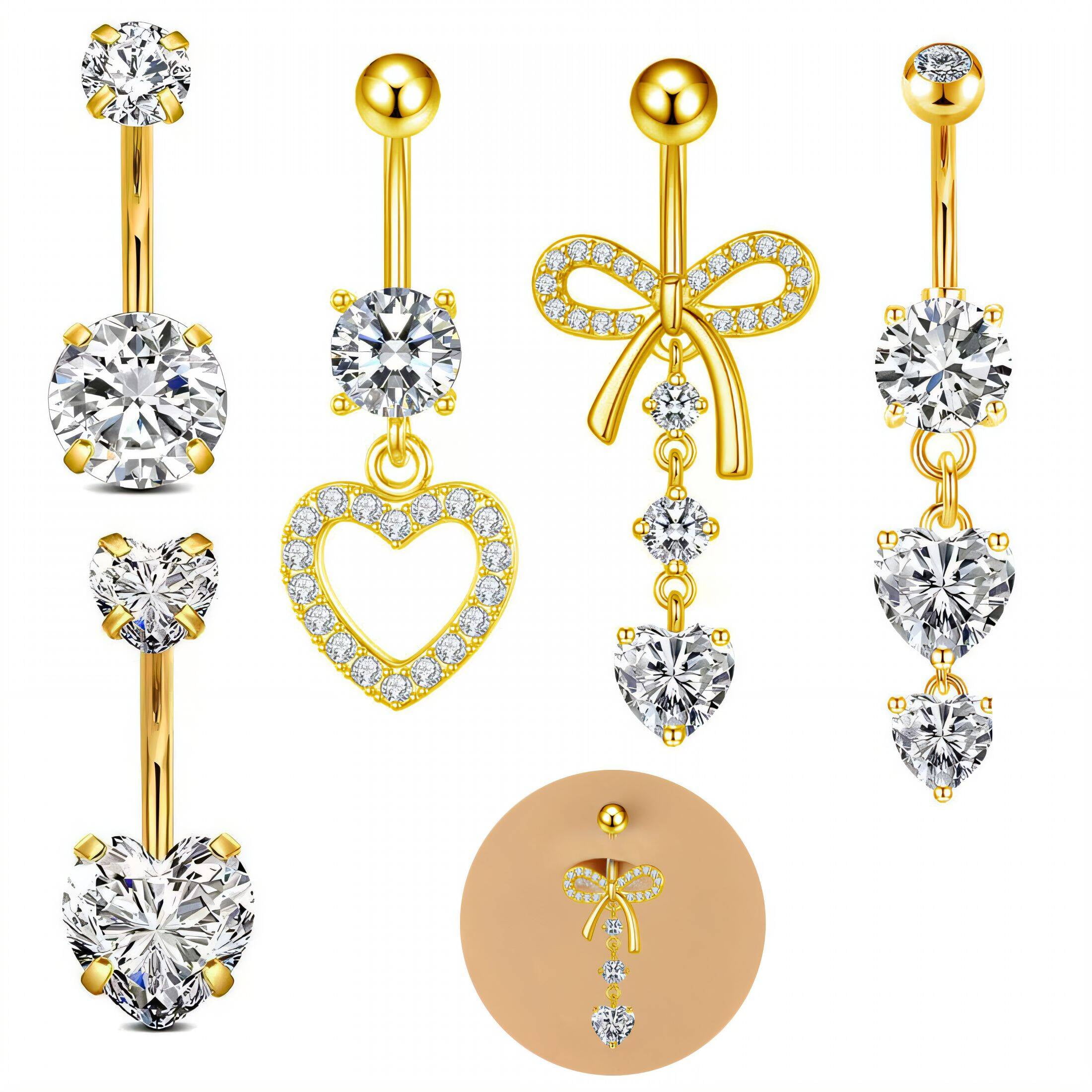 DESIGNICE Belly Button Ring,Unique Delicate Inlay Belly Ring,Refined ...