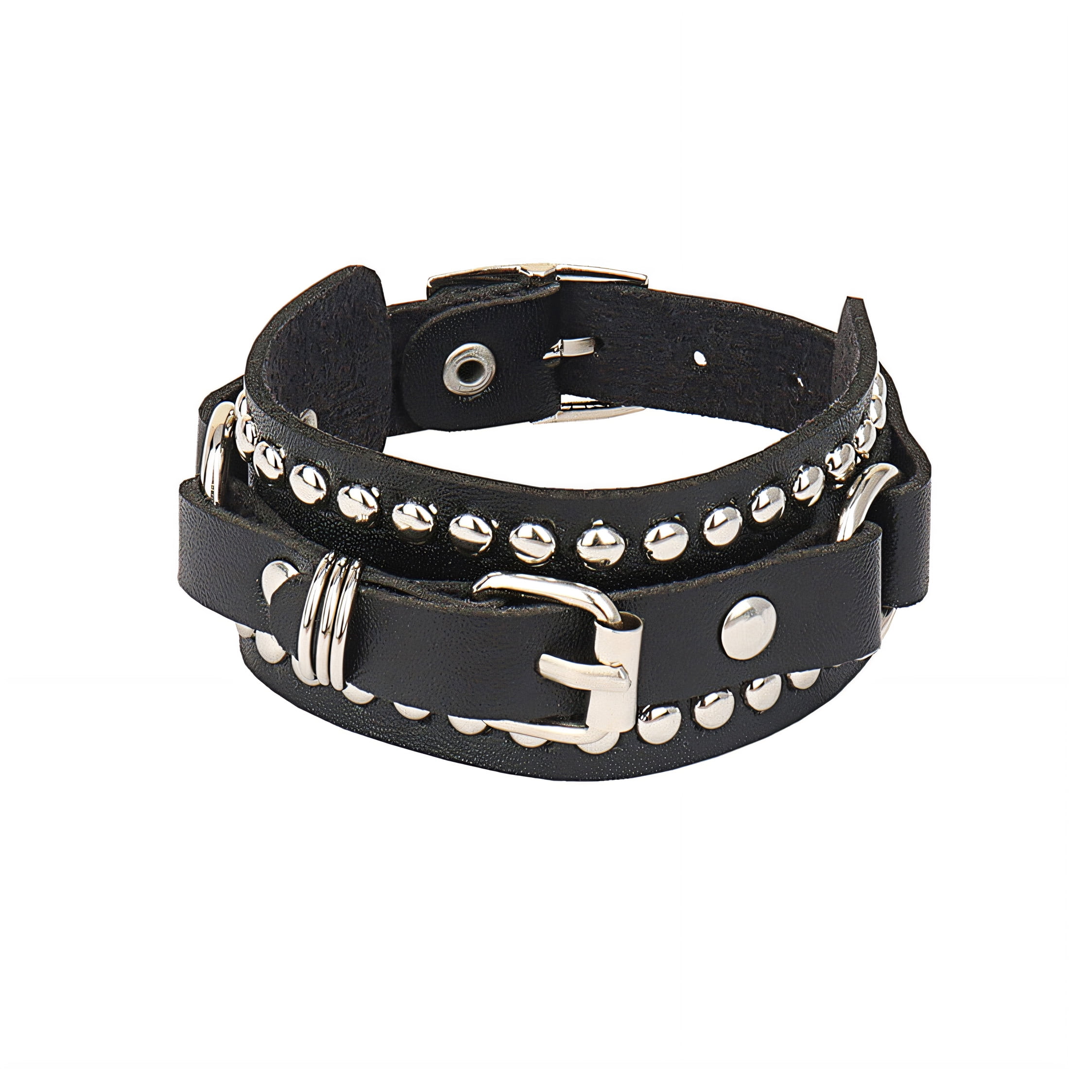DESIGNICE Black Leather Punk Rock Studded Spike Bracelet for Men,Emo ...