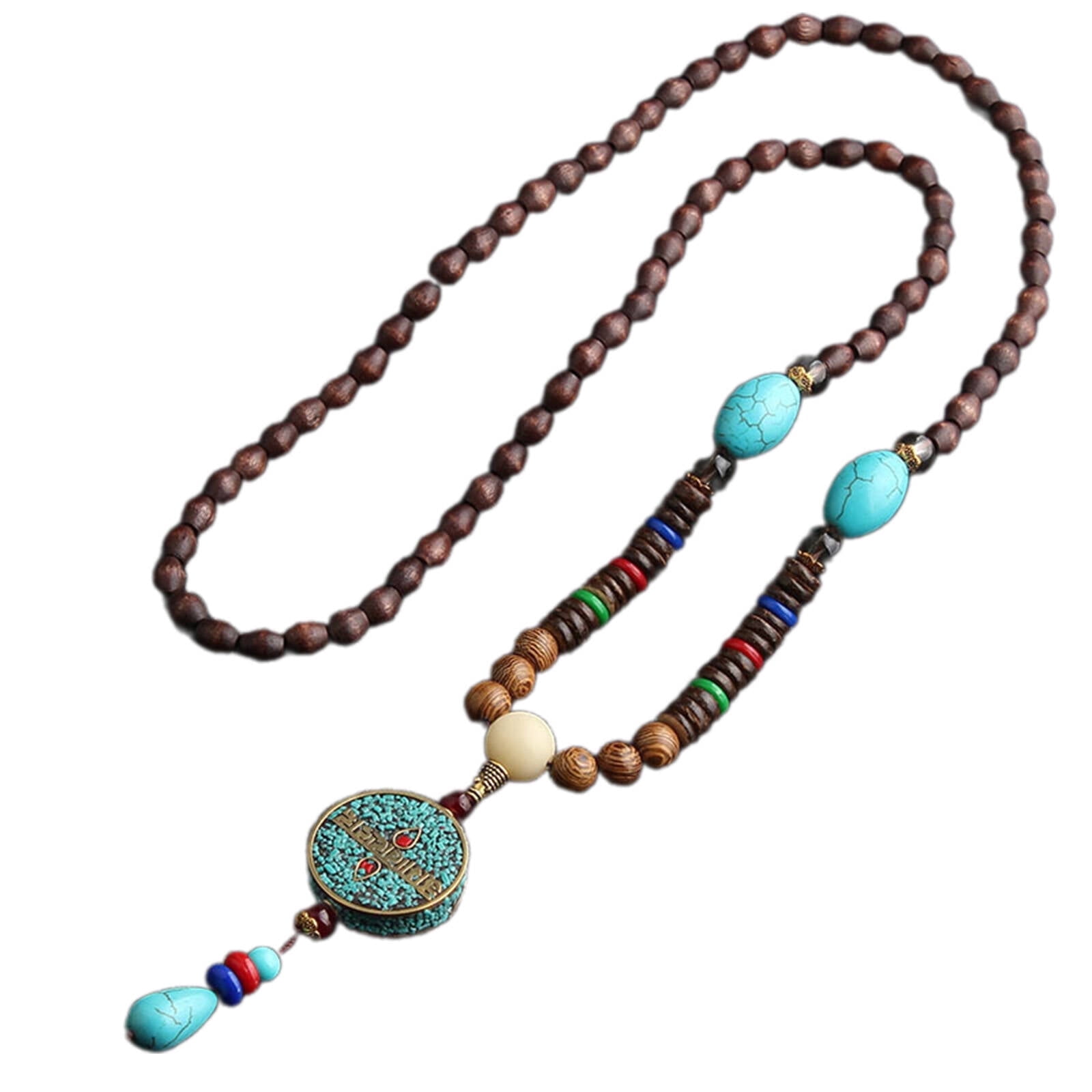DESIGNICE Boho Necklaces for Women,Organic Wooden Long Necklace ...