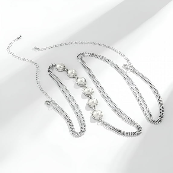 DESIGNICE Bra Chain Cross Shiny Faux Pearls Golden Silver Color Boho ...