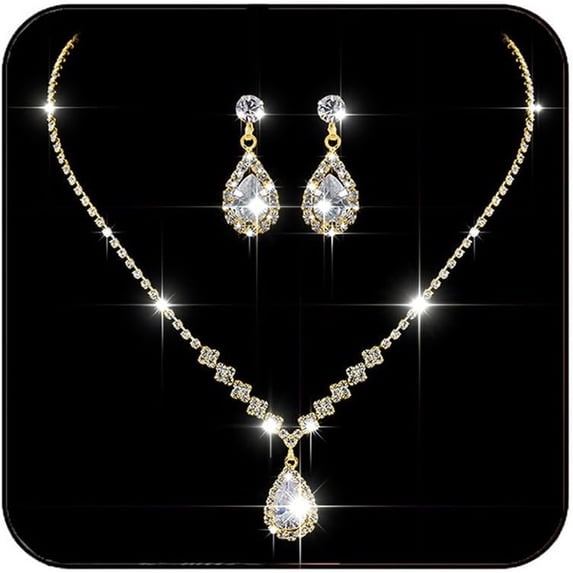 DESIGNICE Bride Silver Bridal Necklace Earrings Set Crystal Wedding ...