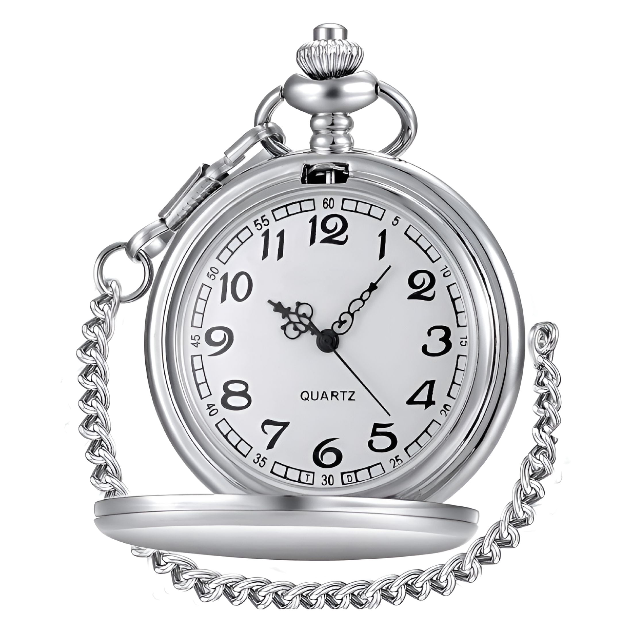 DESIGNICE Classic Vintage Stainless Steel Quartz Pocket Watch, Arabic ...