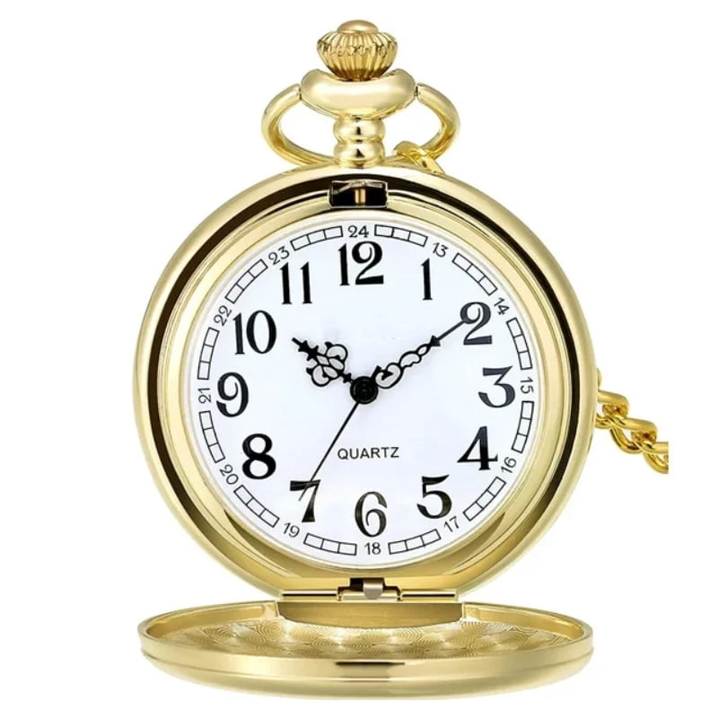 DESIGNICE Classic Vintage Stainless Steel Quartz Pocket Watch, Arabic ...