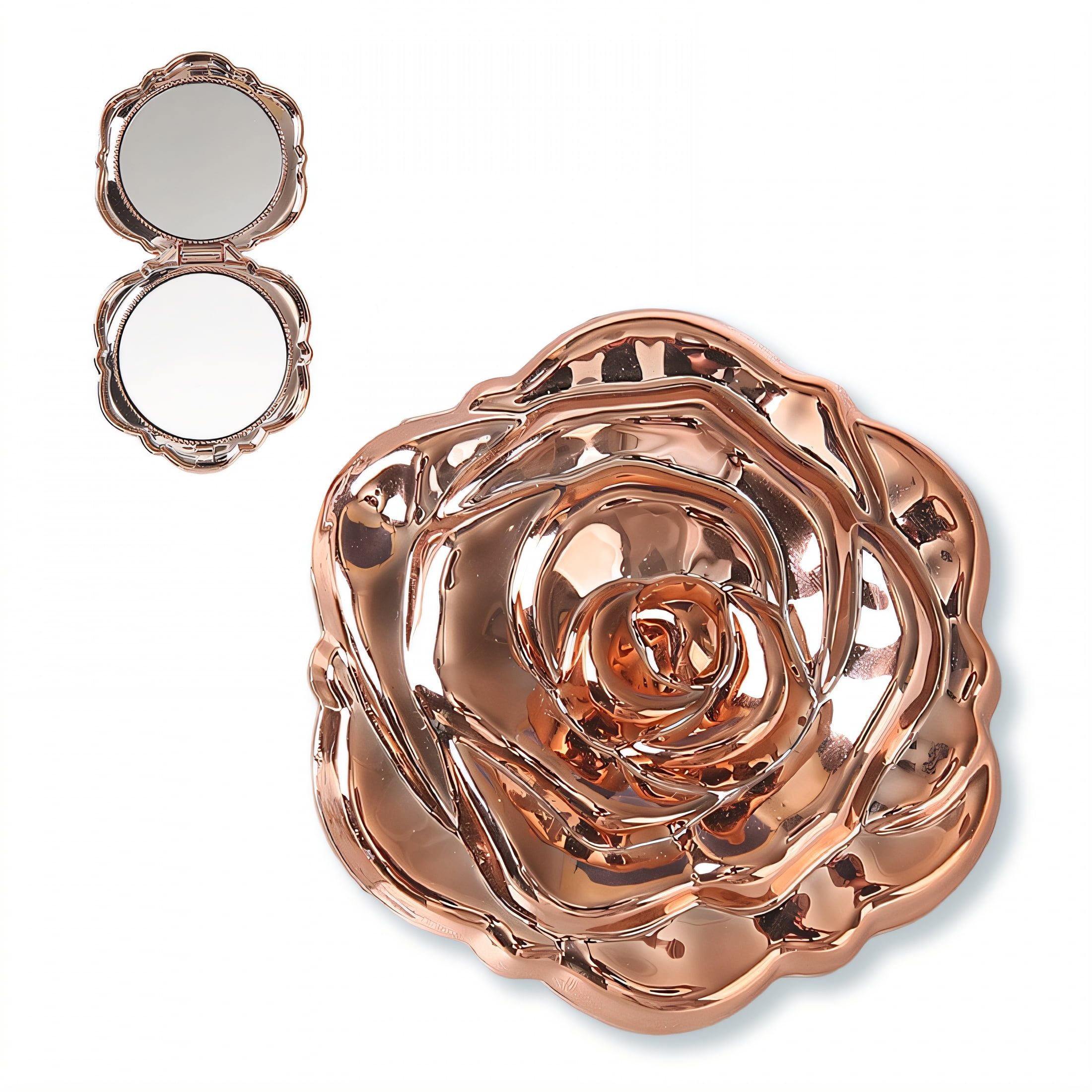 DESIGNICE Compact Mirror,Rose Shape Design Travel Makeup Mirror,Plated ...