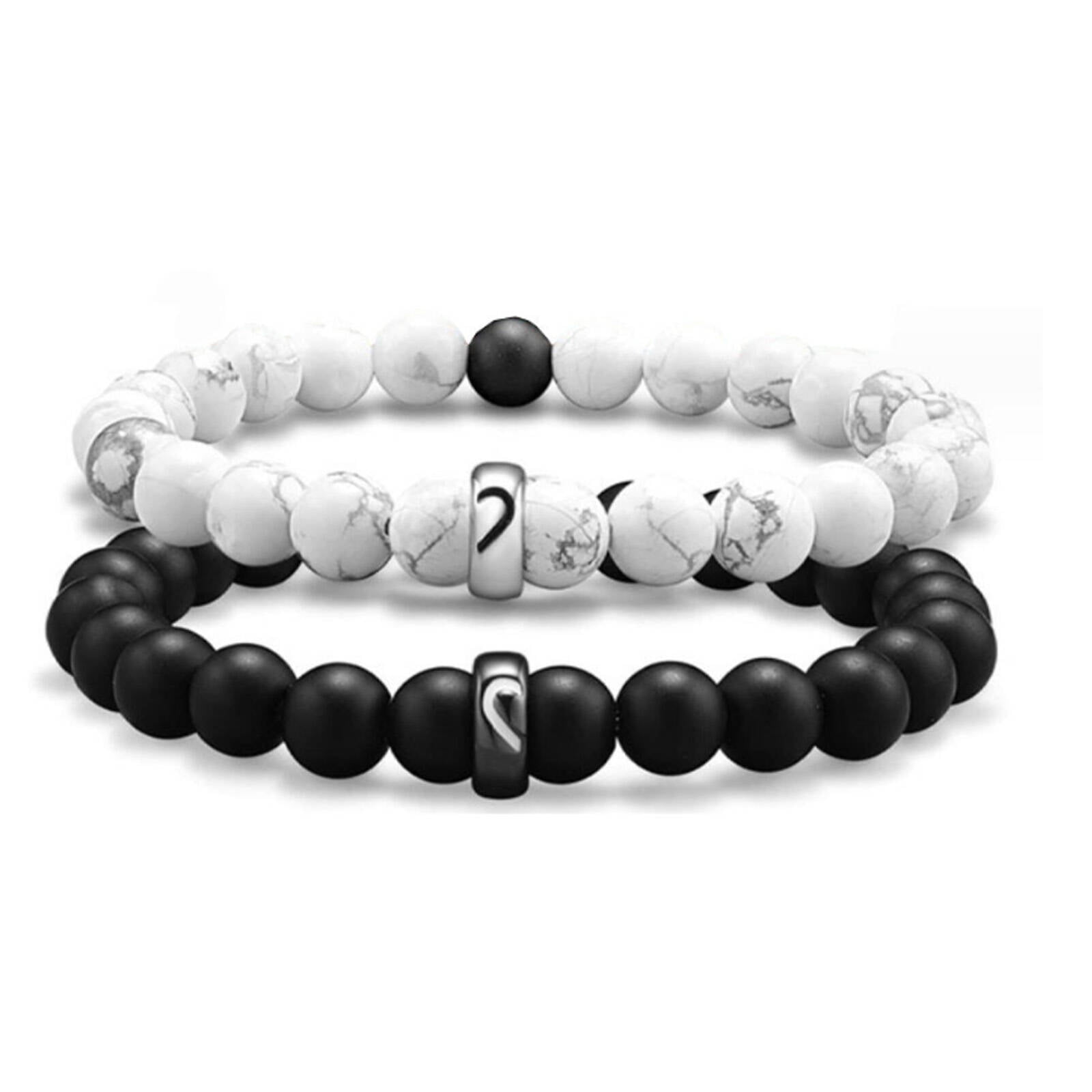 DESIGNICE Couples Bracelets,Elegant Black and White Charm Bracelet ...