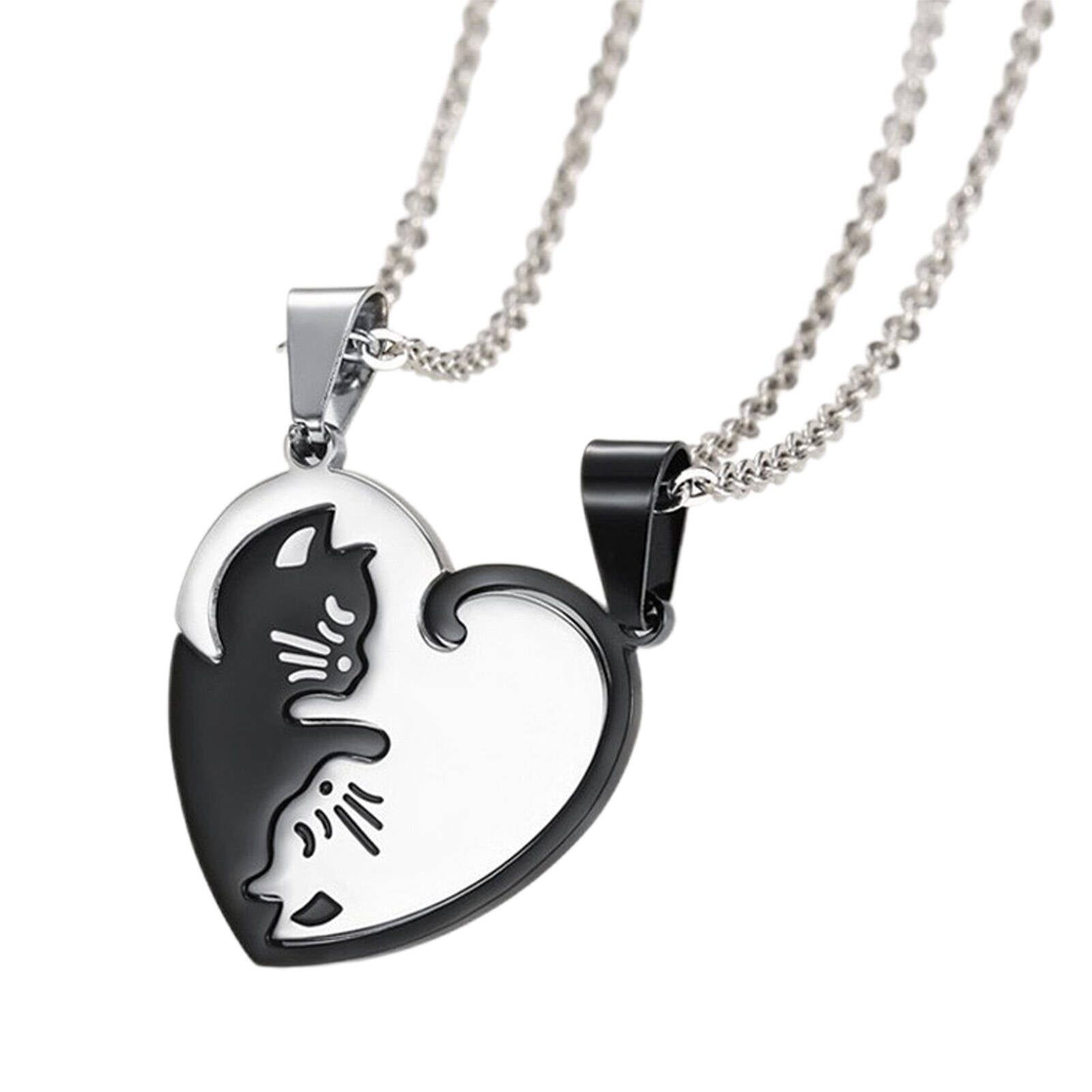 DESIGNICE Couples Necklace,Black and White Cat Matching Necklace for ...